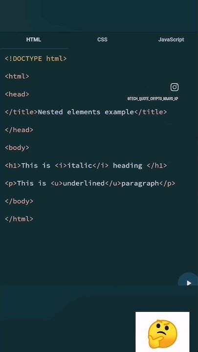 Basic Program Nested Elements In Html Html Htmlcoding Codinggyan Youtubeshorts Viral