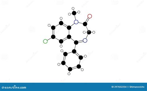 Diazepam Molecule Structural Chemical Formula Ball And Stick Model