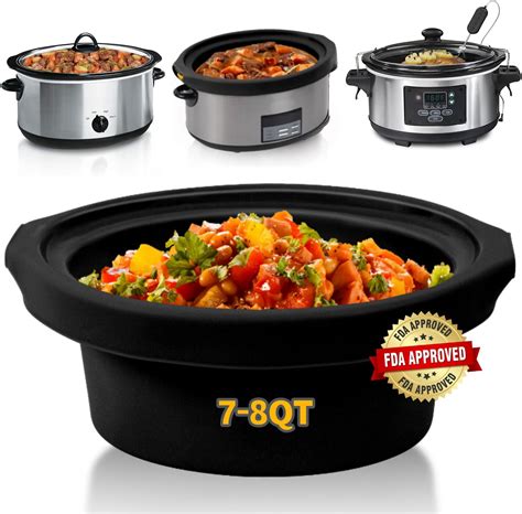 8 Qt Black Stoneware Fits Crock Pot 8 Quart Slow Cooker