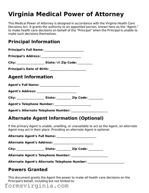 Free Virginia Medical Power Of Attorney Pdf Form ⇒ Forms Virginia