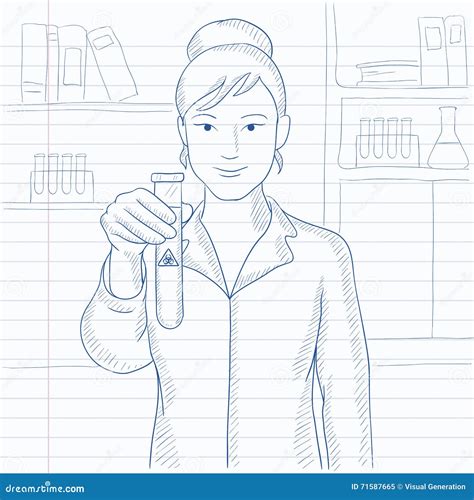 Laboratory Assistant With Test Tube Stock Vector Illustration Of