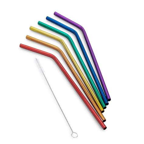 Joie Eco Friendly Rainbow Reusable Drinking Straw Set Of 7