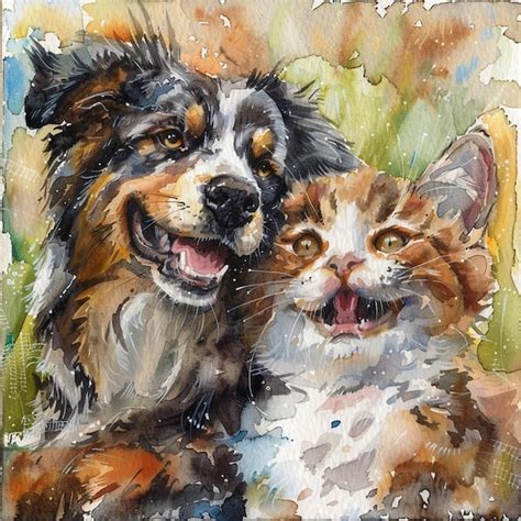 Uma Pintura De Um Gato E Um Gato As Palavras Gato Citado Nele
