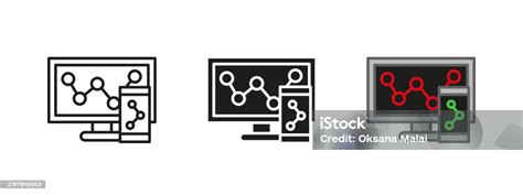 Analytics 크로스 플랫폼 아이콘입니다 데이터 동기화 벡터 그림입니다 장치 성능 모니터링 기호입니다 기술 동향 추적 기호입니다 모바일 및 데스크톱 차트 분석 디자인