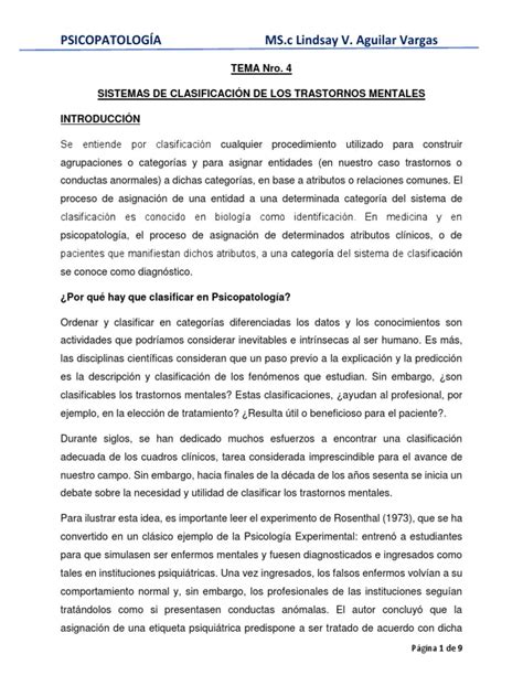 Tema 4 Sistemas De Clasificacion De Los Trastornos Mentales Pdf