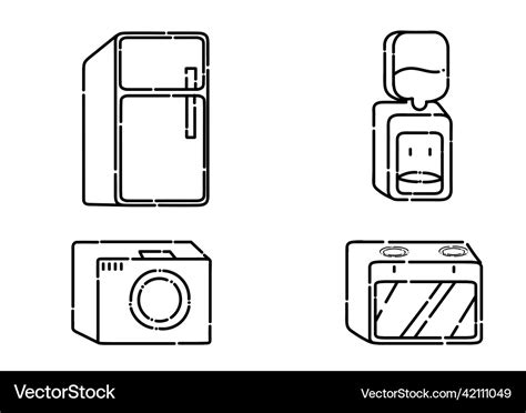 A Collection Of Electronic Equipment In The Style Vector Image