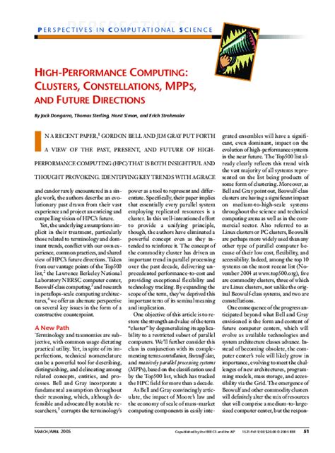 Pdf High Performance Computing Clusters Constellations Mpps And Future Directions