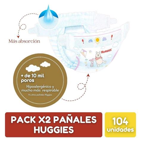Pack 2 Pañales Huggies Natural Care G 104 Un Botifarma