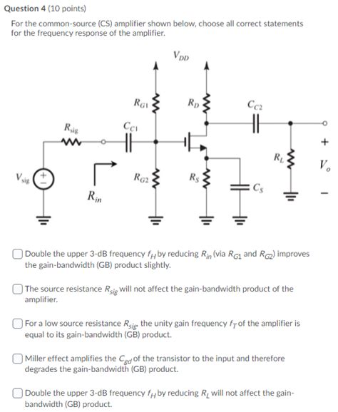 Solved Question Points For The Common Source CS Chegg Com