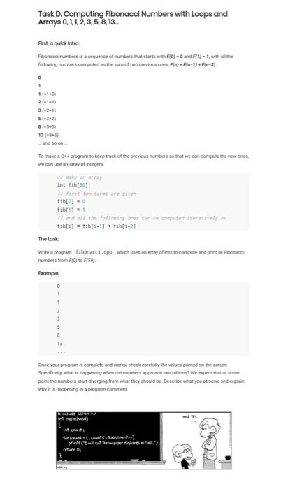 Solved Task D Arrays 0 1 123 5 8 13 Fibonacci Numbers