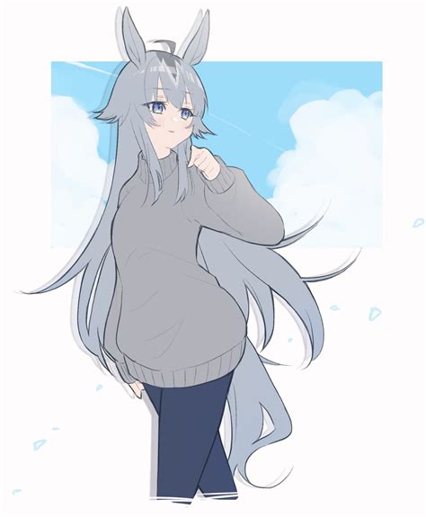 Safebooru 1girl Ahoge Alternate Costume Animal Ears Arm At Side Blue