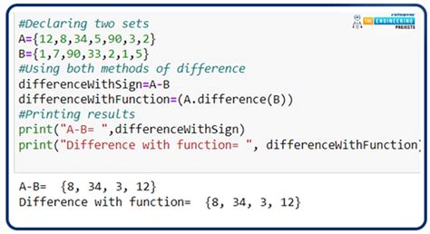 Python Set Operations With Examples The Engineering Projects