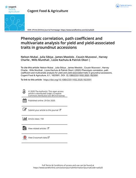 pdf phenotypic correlation path coefficient and multivariate