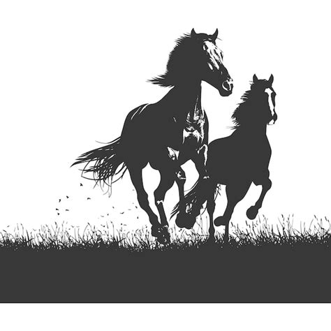 Silueta De Un Caballo Galopando Sólo De Color Negro Vector Premium