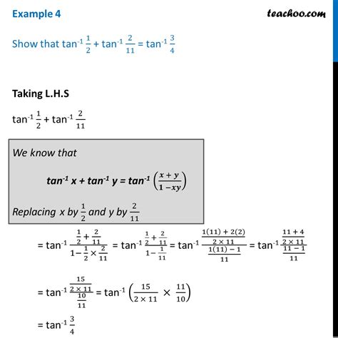 Question 1 Show Tan 1 12 Tan 1 211 Tan 1 34 Examples