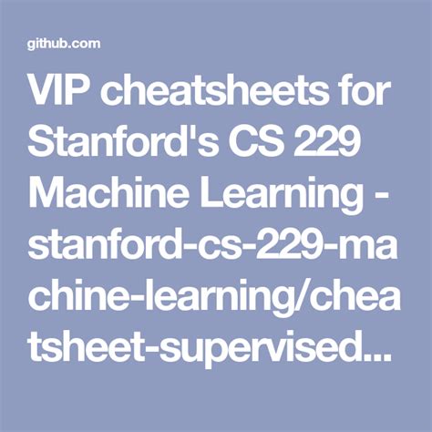 vip cheatsheets for stanford s cs 229 machine learning stanford cs