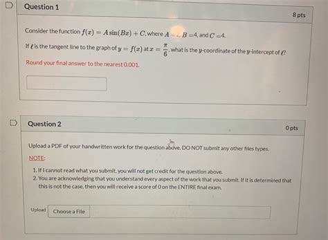 Solved Question 1 8 Pts Consider The Function Fx A