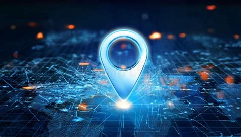 Glowing Navigation Pin On Digital Map Background Stock Illustration Illustration Of Guidance