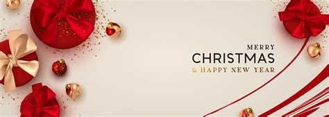 크리스마스 배너 사실적인 빨간 선물 상자 3d 렌더 바블 볼 글리터 골드 색종이의 배경 Xmas 디자인 크리스마스 카드에 대한