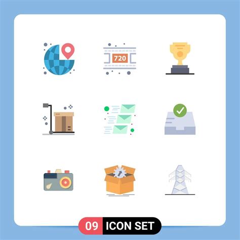9 Thematic Vector Flat Colors And Editable Symbols Of Email Packaging Job Logistic Box Editable