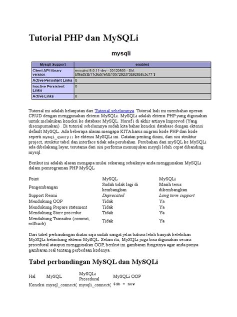 Tutorial Php Dan Mysqli Pdf