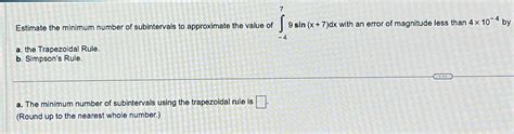 Solved Estimate The Minimum Number Of Subintervals To