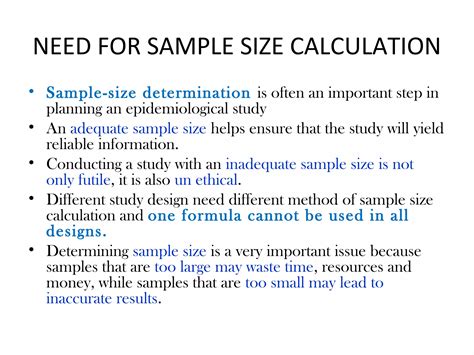 Sample Size Calculations PPT Physics Science
