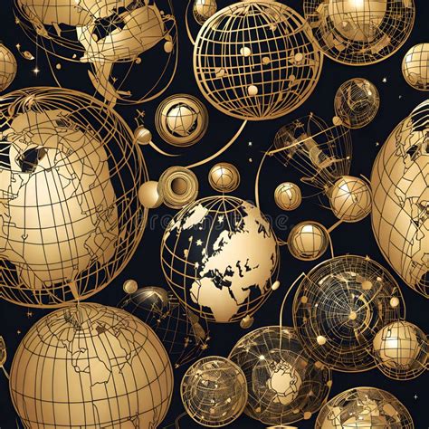 A Crazy World Of Spherical Objects Resembling Different Styles Of Globes Stock Illustration