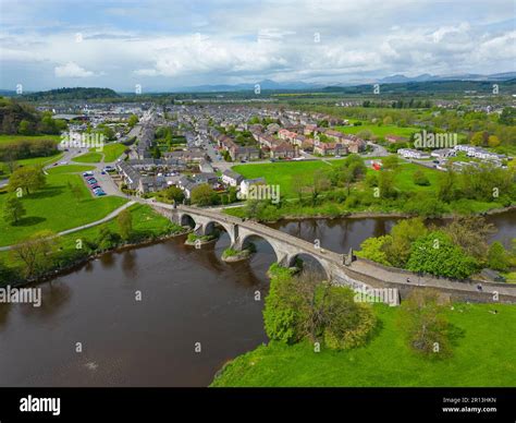 Aerial View Of Old Stirling Bridge Crossing The River Forth In Stirling