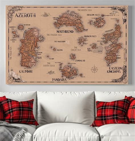 Vintage Azeroth World Map Wall Art Canvas Print Mygreatcanvas