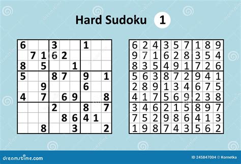 Juego Sudoku Con Respuestas Complejidad Difícil Vector Simple Ilustración del Vector