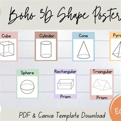 Boho 2d Shape Posters Editable Boho Classroom Decor Etsy