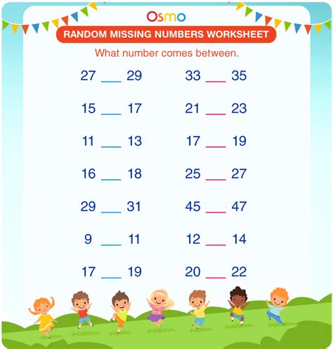 Fill In Missing Numbers Worksheets