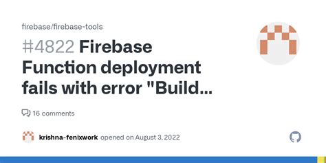 Firebase Function Deployment Fails With Error Build Failed Npm Err