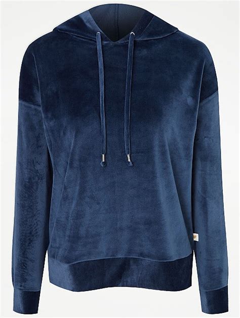 Navy Velour Hoodie Women George At Asda