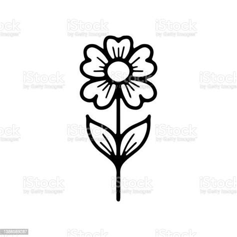 장식 엽서 스티커의 다른 유형에 대한 낙서 스타일의 귀여운 꽃 벡터 그림입니다 0명에 대한 스톡 벡터 아트 및 기타 이미지