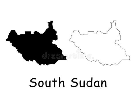 南苏丹国家地图 白色背景中突显的黑色侧面影像和轮廓 Eps矢量图 向量例证 插画 包括有 地产 分级显示 200182396