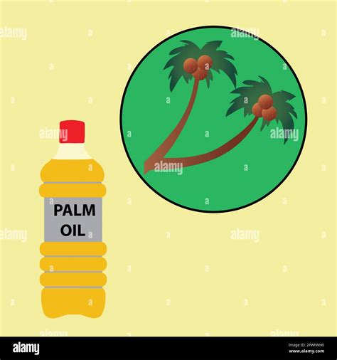 Plastic Bottle Of Vegetable Palm Cooking Oil And Palm Tree Symbol Stock