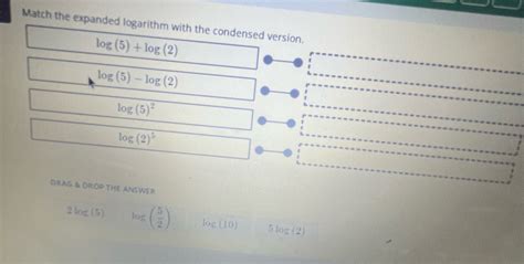Solved Match The Expanded Logarithm With The Condensed Version Log 5