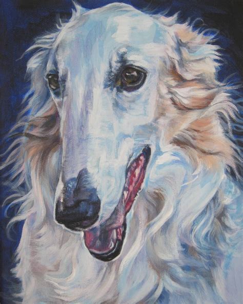 Borzoi Dog Art Portrait Print Of Lashepard Painting 8x10 Etsy
