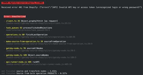 Error Gatsby Source Shopify111001 Could Not Source From Bulk