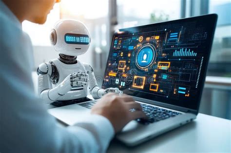 Artificial Intelligence Technology On Laptop Screen With Data Analysis