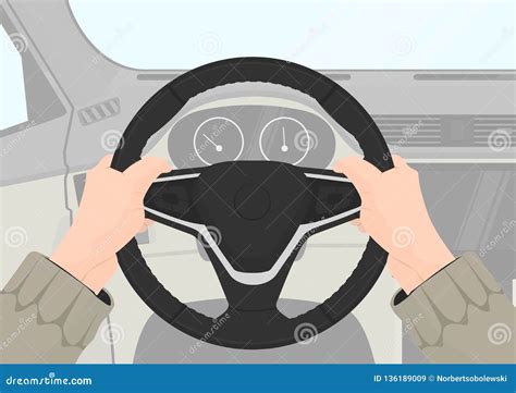Correct Position Of The Hands On The Steering Wheel Stock Vector