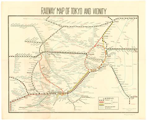 Tokyo Japan 1952 Railway Map Of Tokyo And Vicinity Wardmaps Llc