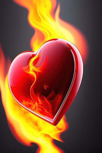 Premium AI Image Heart On Fire