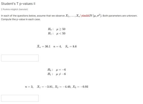 Students T P Values Ii 2 Punkte Mglich Studyx