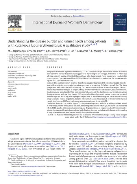 Pdf Understanding The Disease Burden And Unmet Needs Among Patients