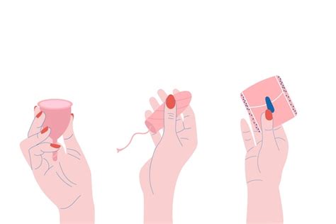 Premium Vector A Hand Holds A Tampon A Pad A Menstrual Cup