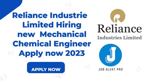 Reliance Industries Limited Hiring New Mechanical Chemical Engineer