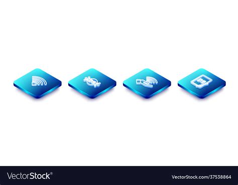Set Isometric Line Wi Fi Wireless Network 5g Vector Image